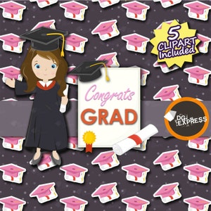 Graduation Digital Paper + Clipart - Girl : "graduation Paper ...