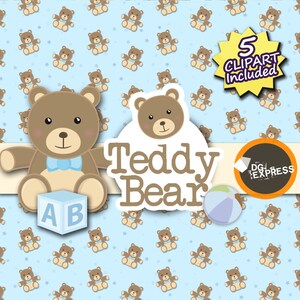 Teddy Bear Digital Paper + Clipart - Blue : "teddy BEAR Digital Paper ...