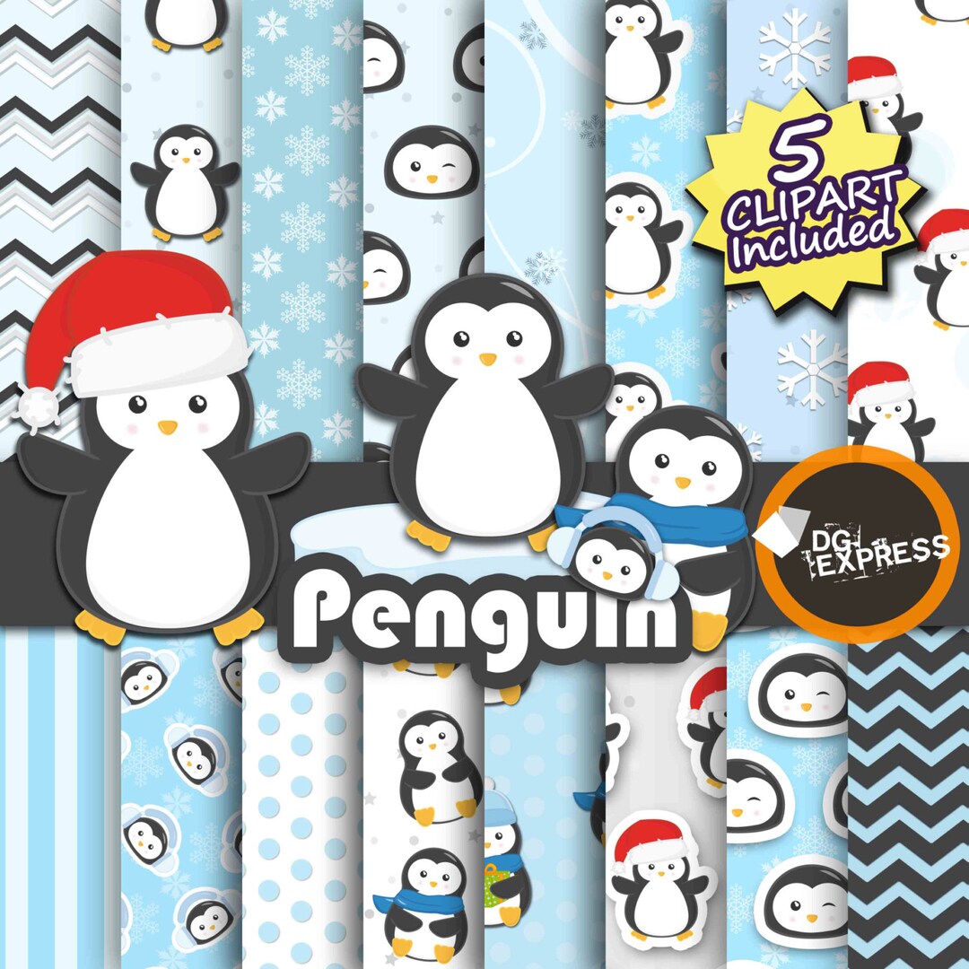 Penguin Digital Paper + Clipart : "penguin Digital Paper" - Penguin ...