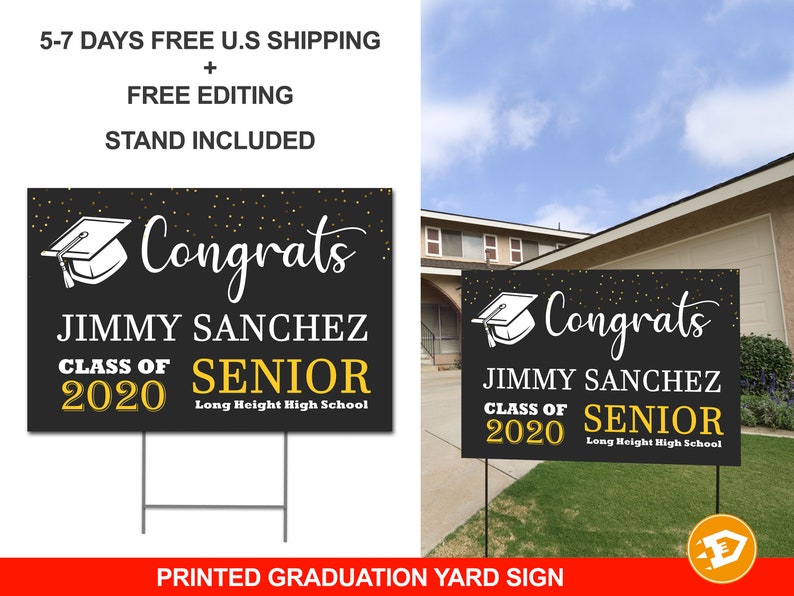 Graduation Yard Sign Class of 2020 Yard Sign With Photo - Etsy