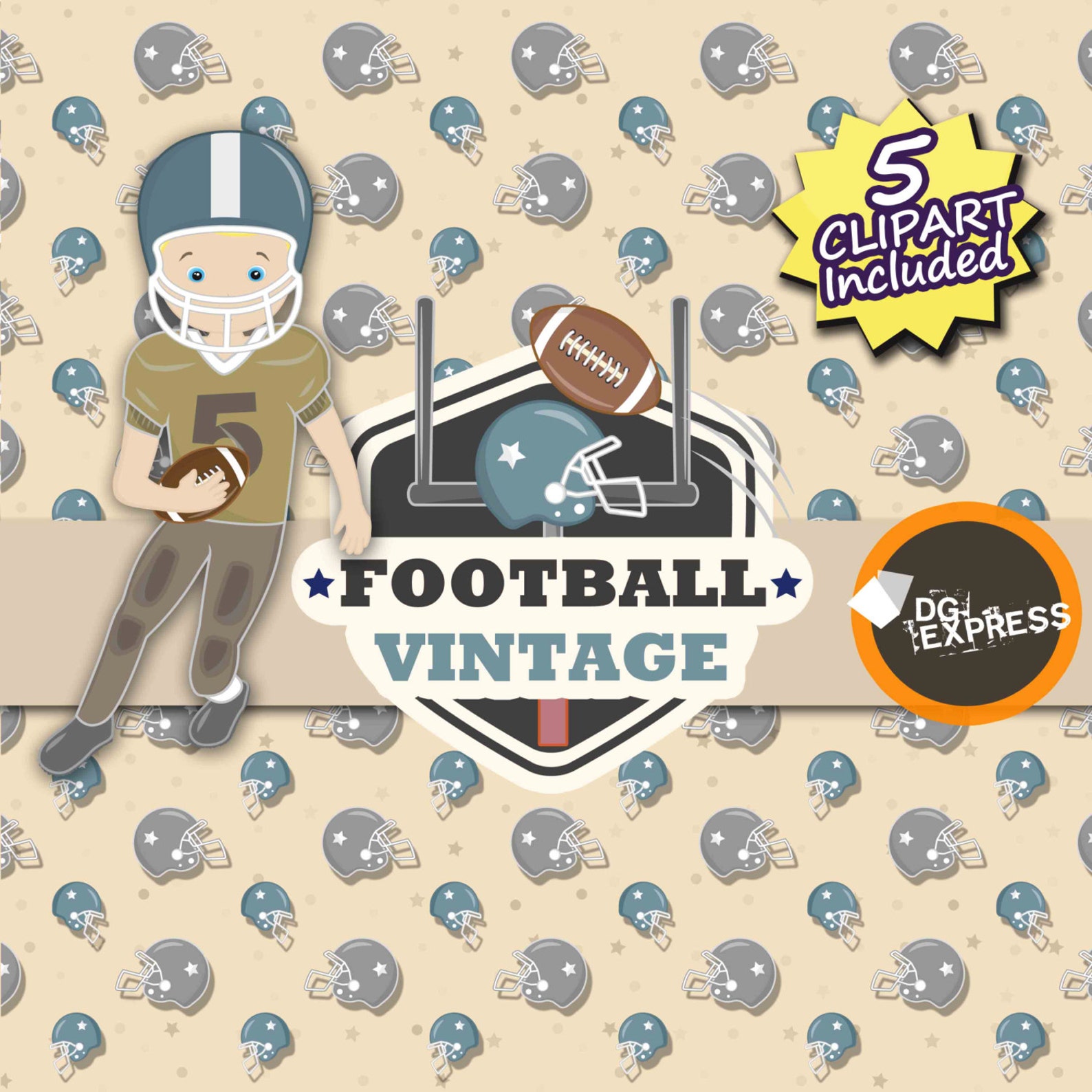 Vintage Football Digital Paper Clipart : football - Etsy