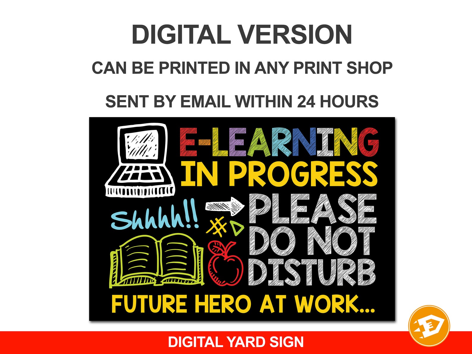 E-learning in Progress Yard Sign Homeschool Lawn Sign Back - Etsy