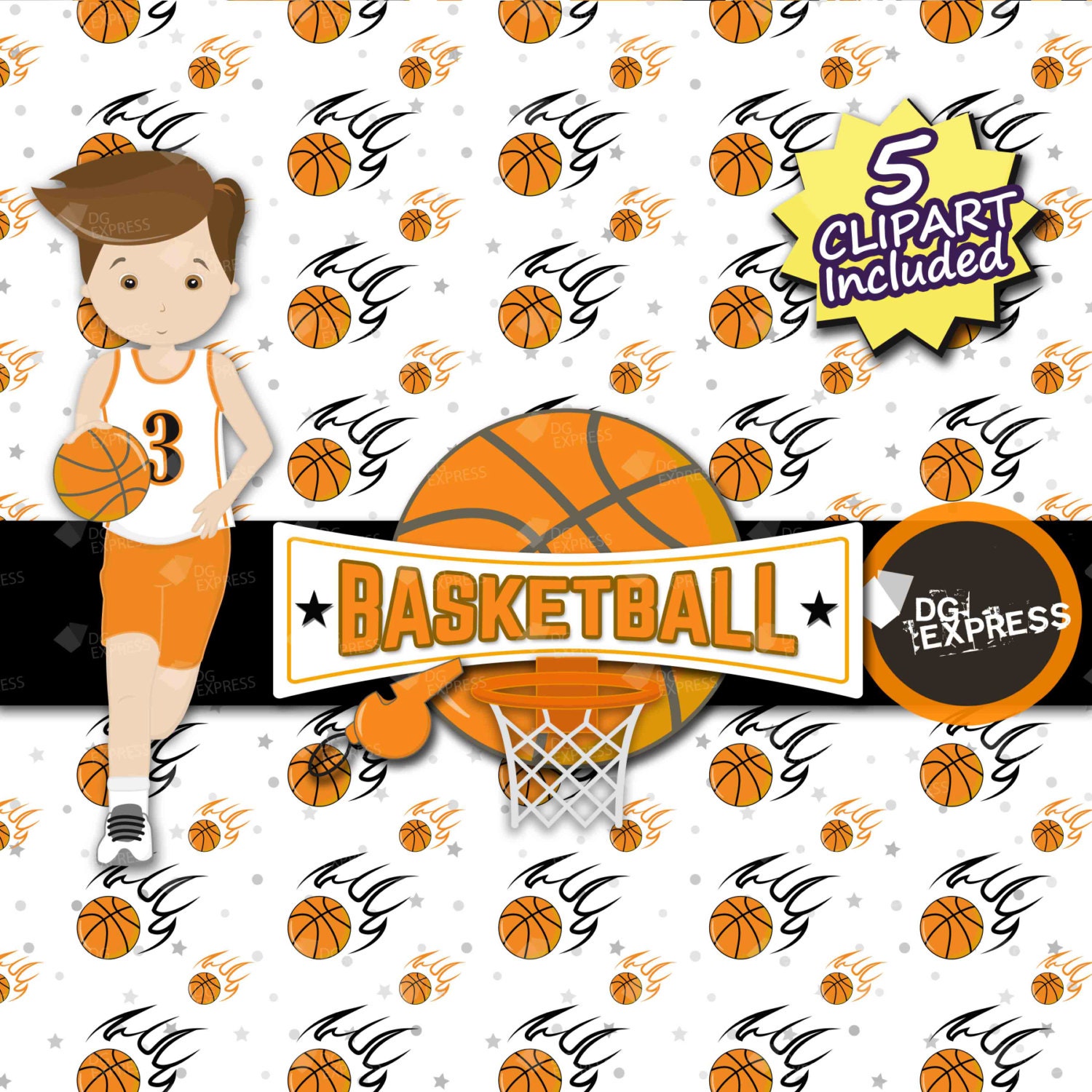 SALE Basketball Digital Paper Clipart : basketball - Etsy