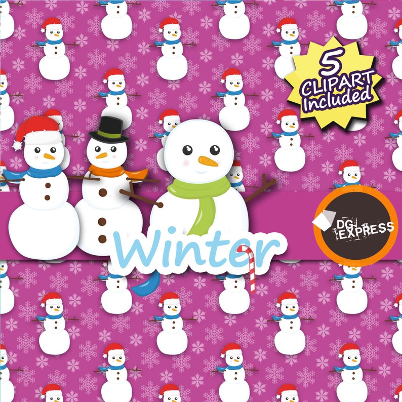 Winter Digital Paper Clipart : winter Digital | Etsy