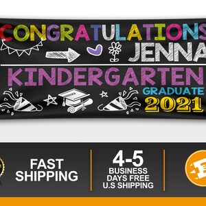 Kindergarten Girl Graduation Banner Kindergarten graduation | Etsy