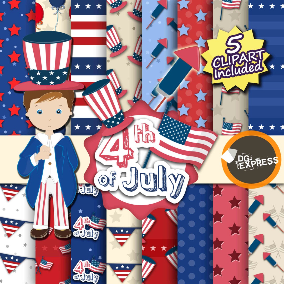 USA Digital Paper + Clipart : "america Paper"- Patriot Digital Paper ...