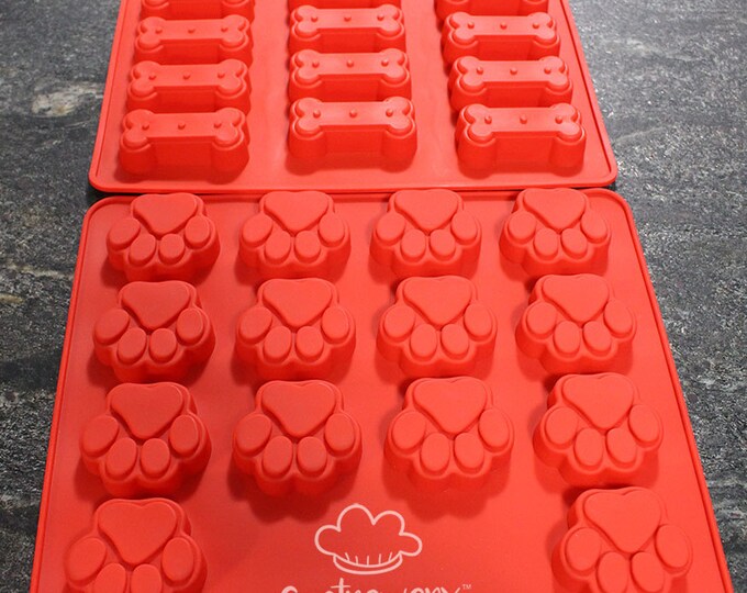2 Pack of Silicone Molds - Dog Paw and Dog Bone - Etsy