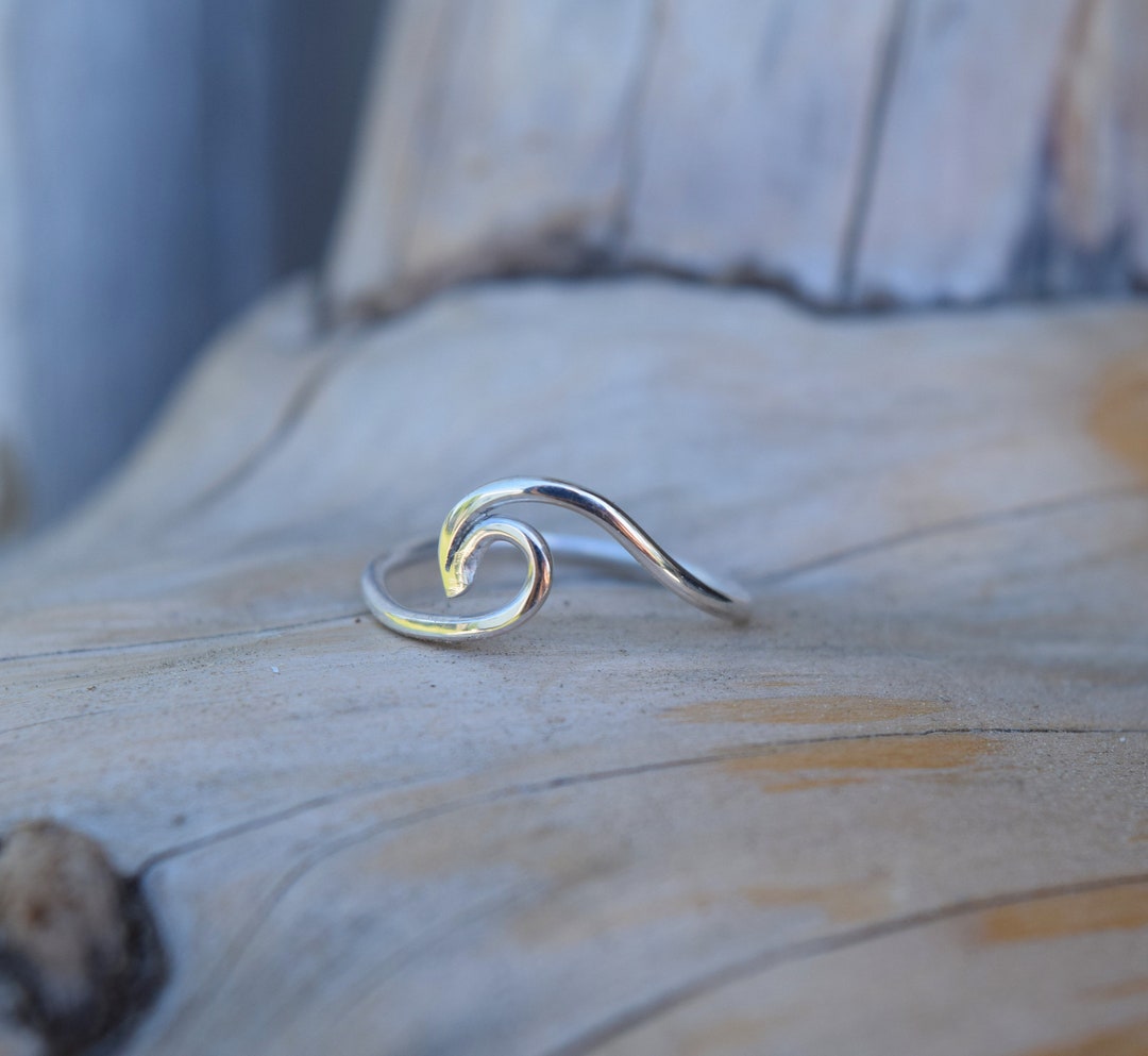 Sterling Silver Ocean Wave Ring, Beach Jewelry - Etsy