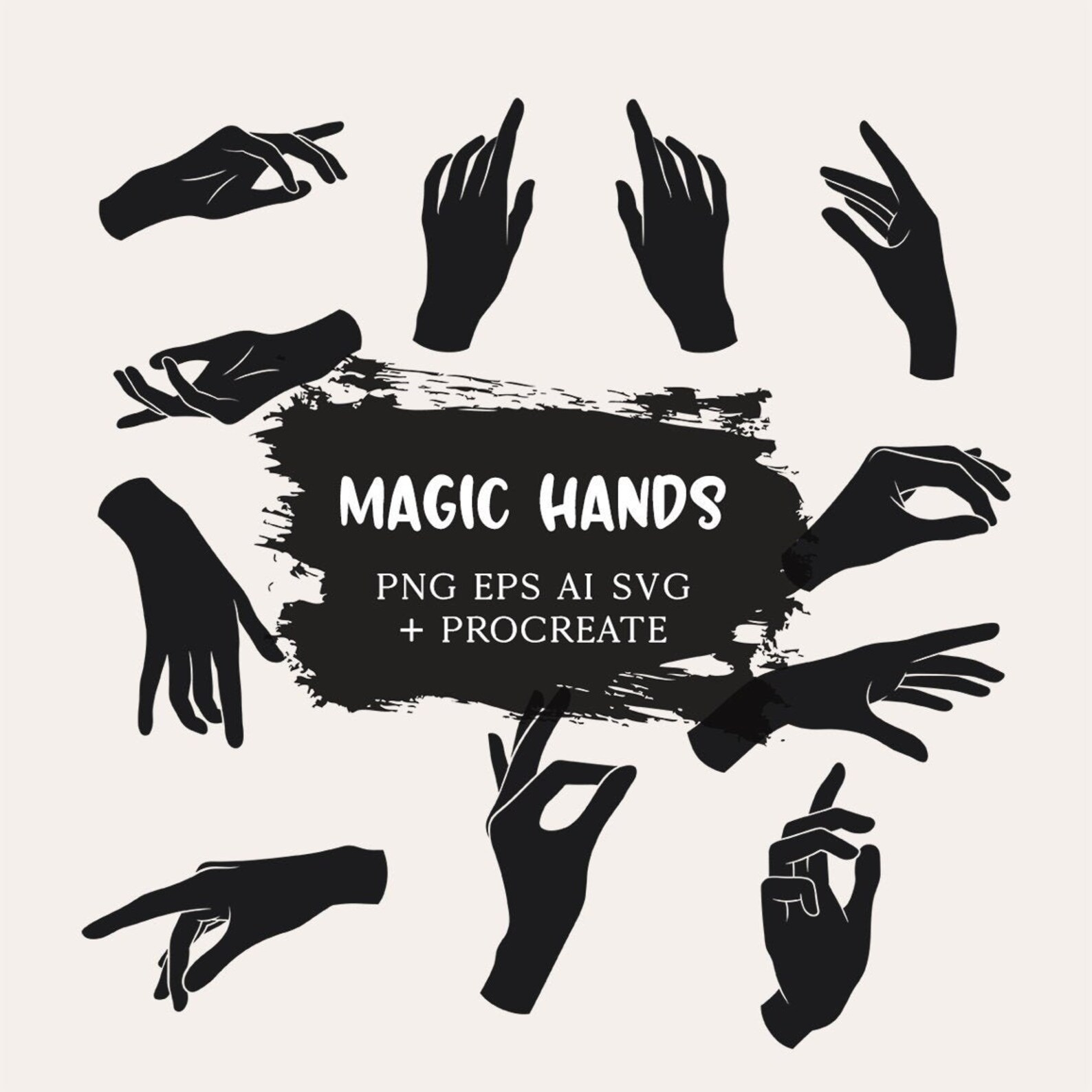 Hands Cliparts Hands SVG Magic Hands Procreate Stamps Witch Hands ...