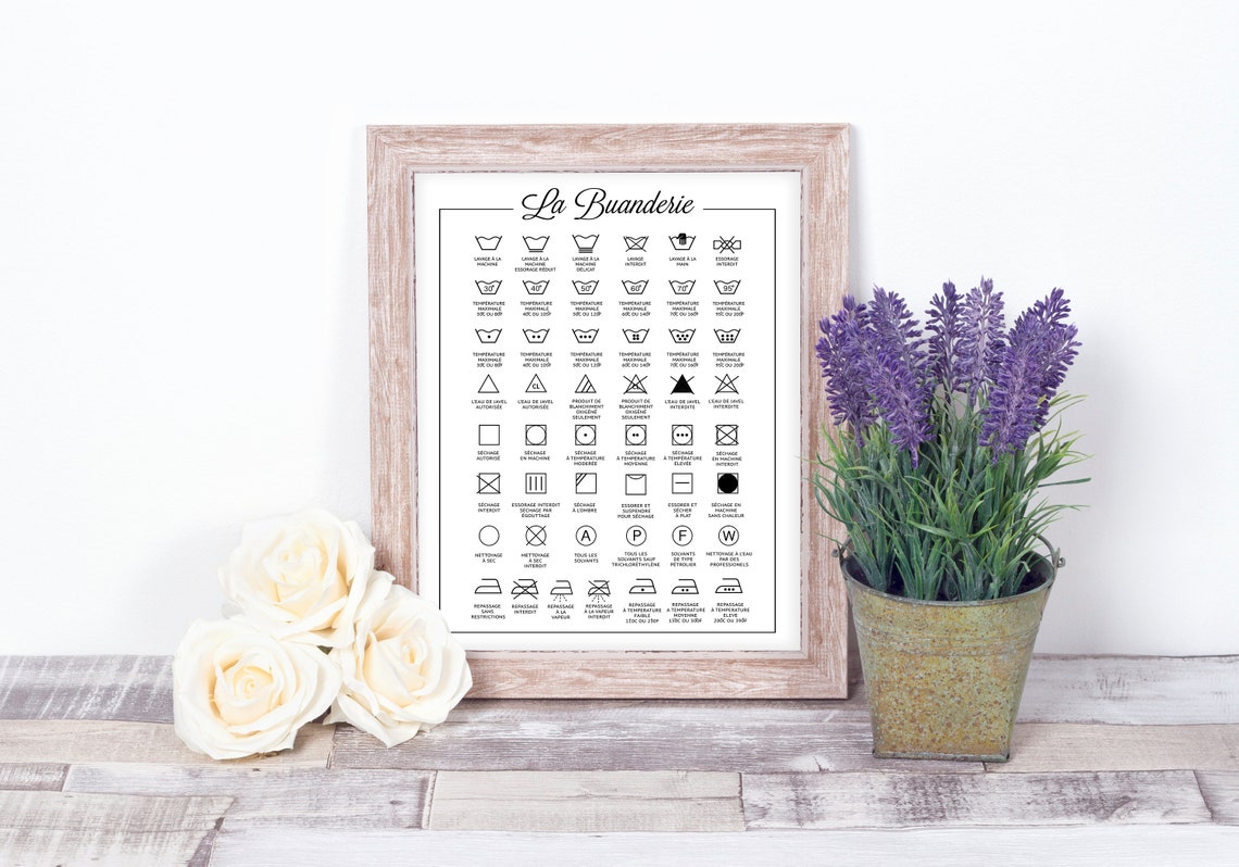 French Laundry Guide Affiche Buanderie Guide De Lavage Symboles De ...