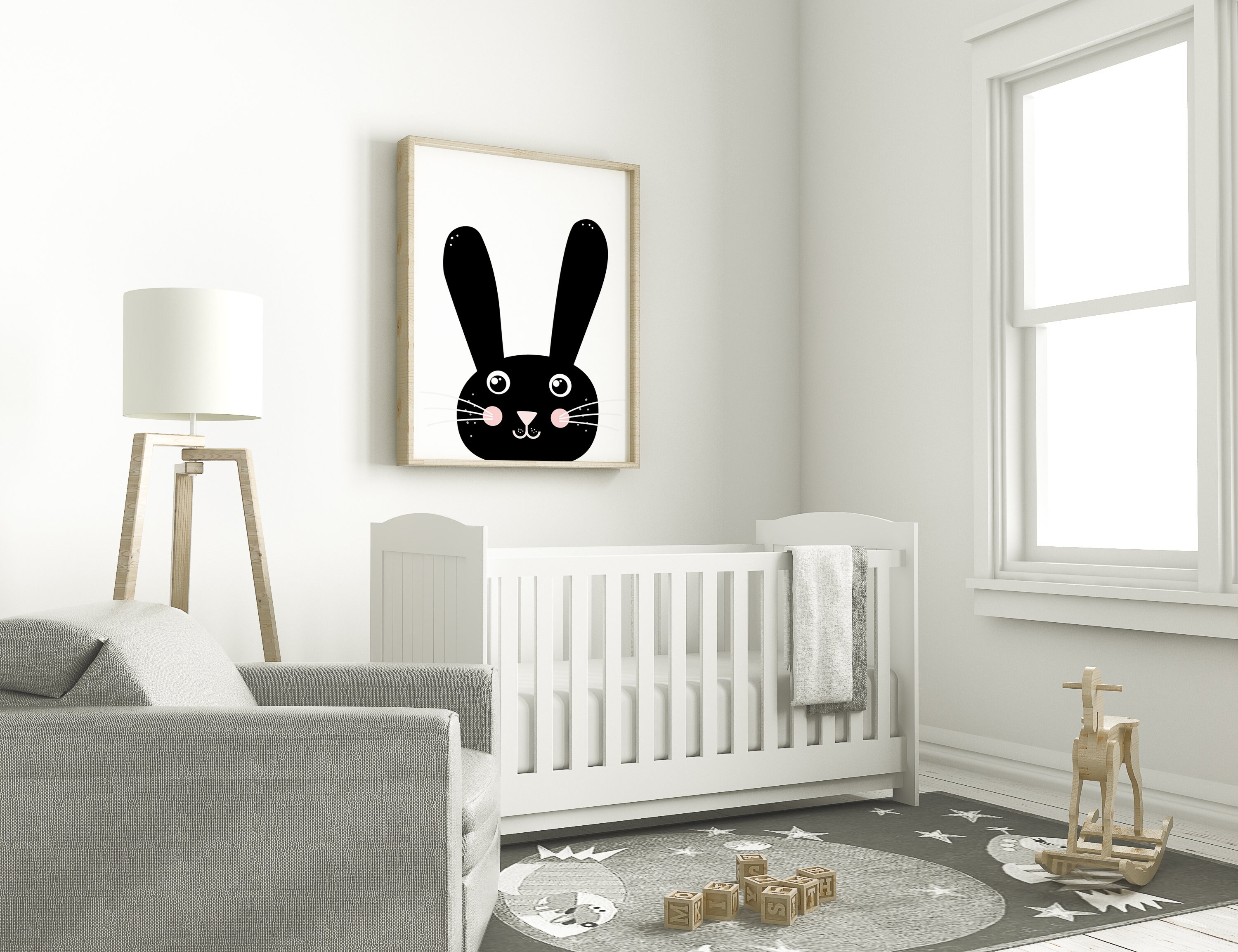 Bunny Kids Print Printable Scandinavian Kids Art Scandi Baby Room Art ...