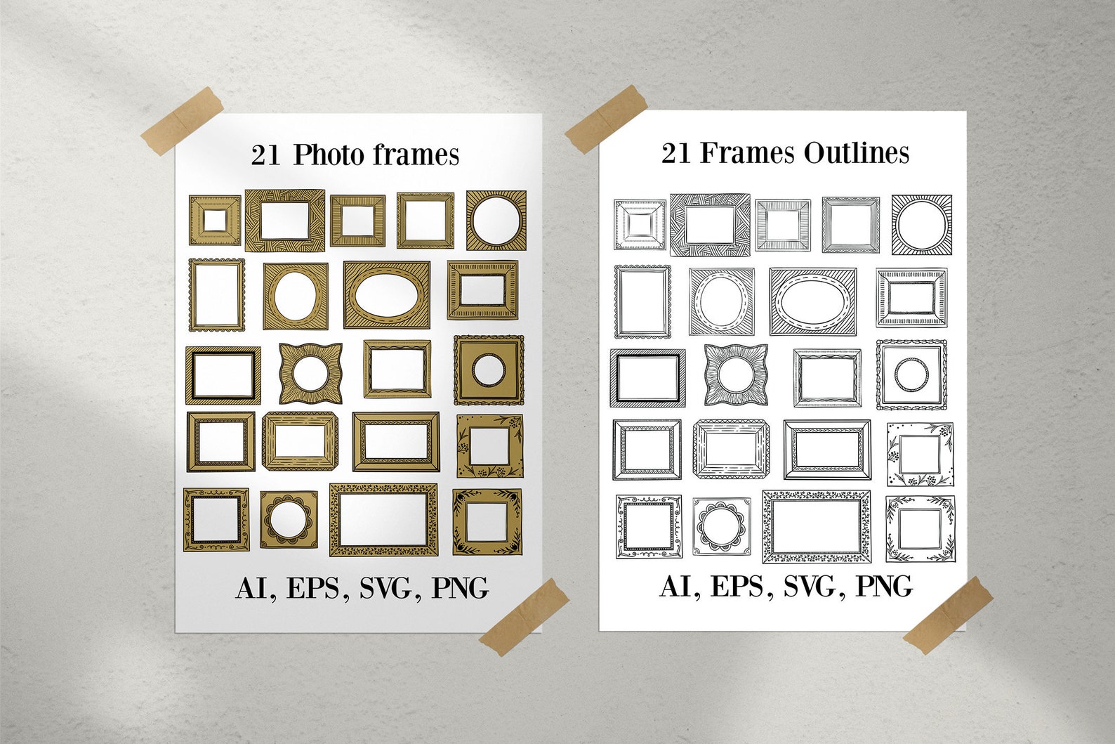 Journal Frames Boxes Photo Frames Cliparts Planner Stickers Doodles ...