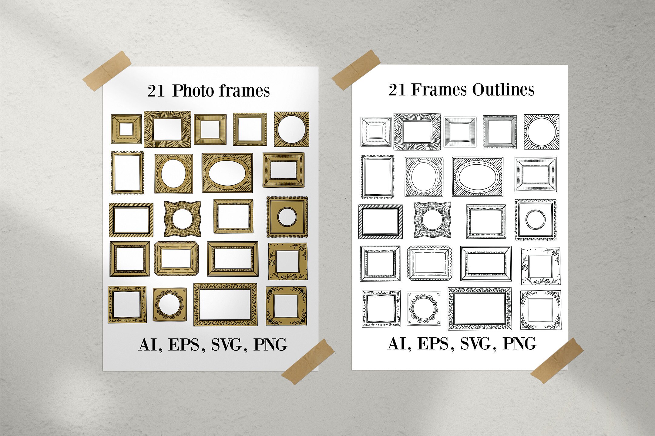 Journal Frames Boxes Photo Frames Cliparts Planner Stickers Doodles ...