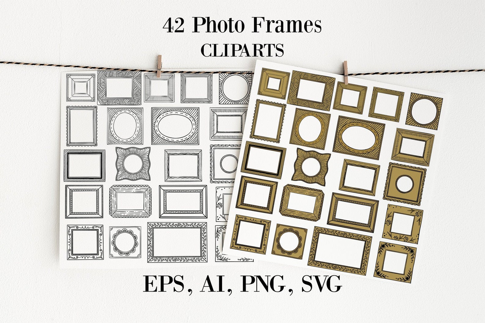 Journal Frames Boxes Photo Frames Cliparts Planner Stickers Doodles ...