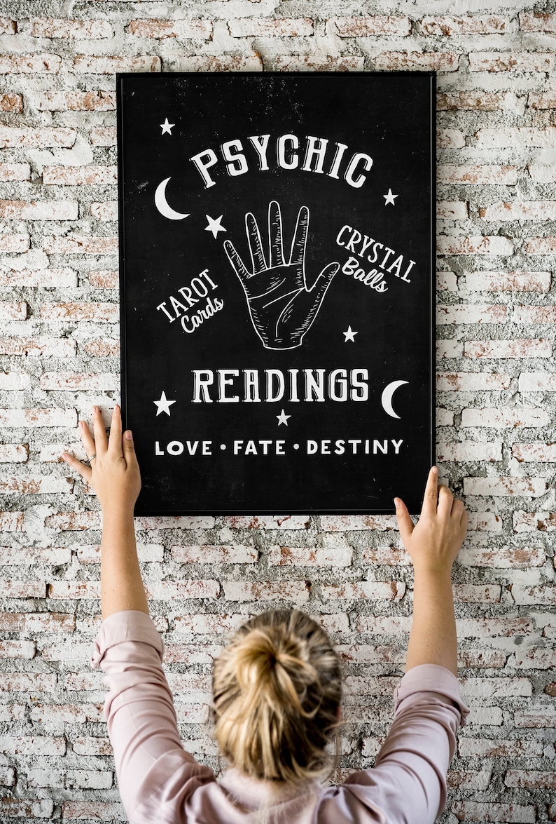 Psychic Reader Sign Palmistry Art Print Printable Fortune Teller Poster ...
