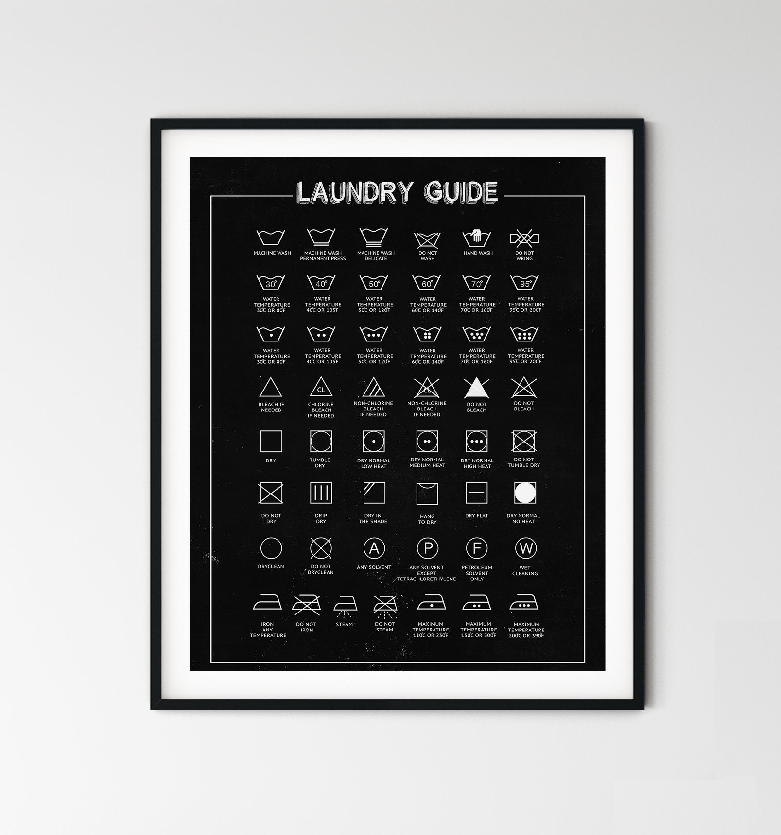 Laundry Guide Printable, Laundry Room Wall Print, Laundry Rules Poster ...