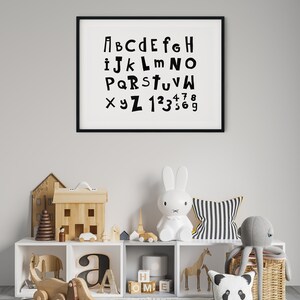 Kids Alphabet ABC Printable Scandinavian Kids Poster Art Black and ...