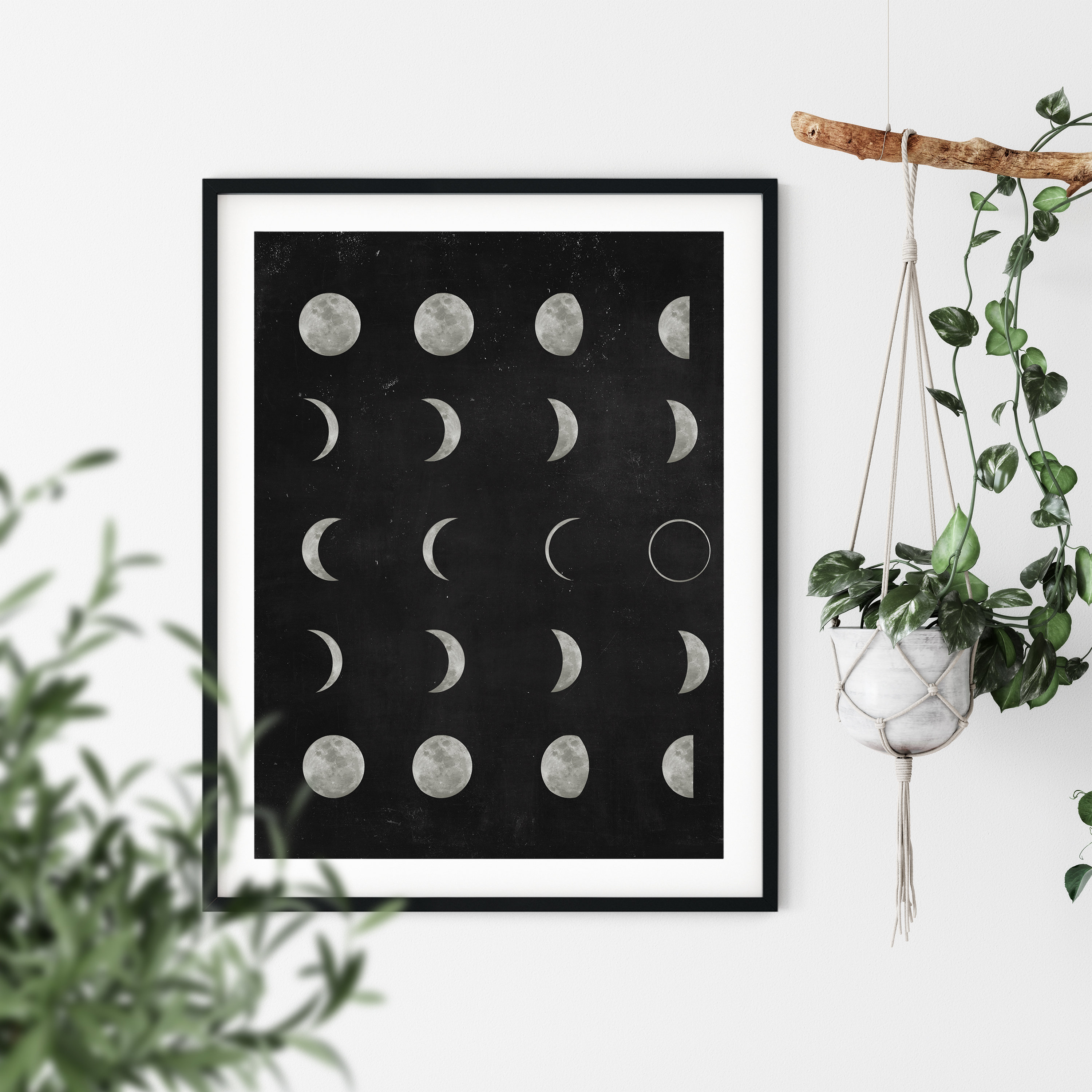 Moon Phases Print Poster Lunar Cycle Art Print Minimalist Wall Art ...