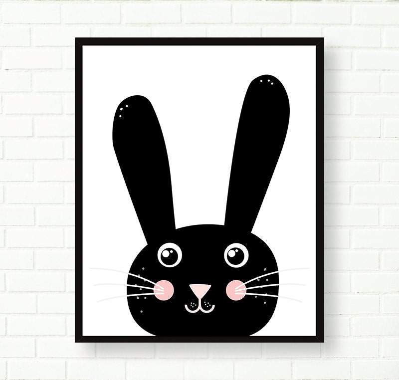 Bunny Kids Print Printable Scandinavian Kids Art Scandi Baby Room Art ...