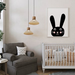Bunny Kids Print Printable Scandinavian Kids Art Scandi Baby Room Art ...