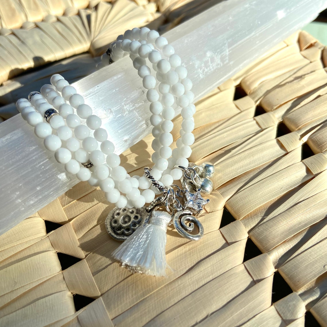 White Beaded Bracelet White Stretch Bracelet White Bracelets - Etsy ...