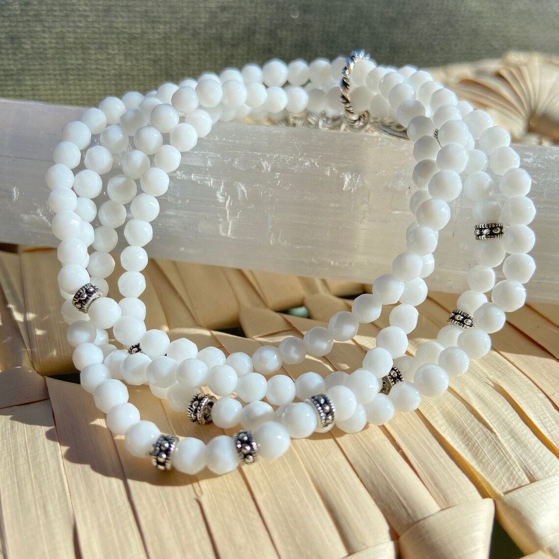 White Beaded Bracelet White Stretch Bracelet White Bracelets - Etsy ...
