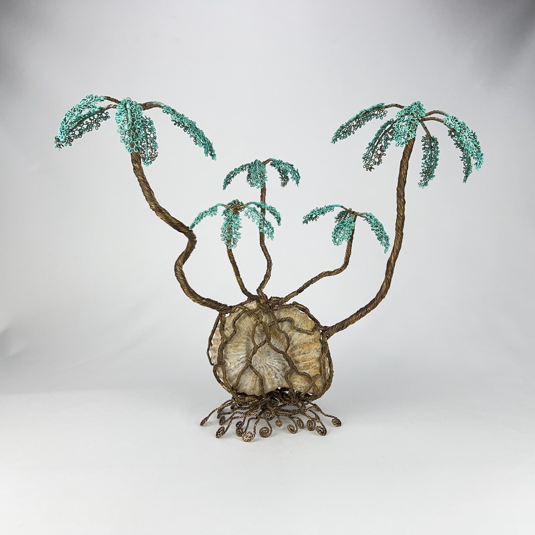 Ammonite Palm Tree Sculpture | Palm Tree | Ammonite Fossil | Brass Art ...