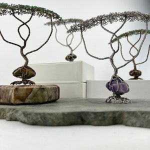 Acacia Tree Sculpture | Made to Order | Tumbled Gemstone | Brass ...