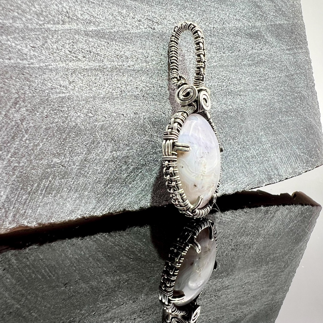 Lavender Lace Talisman | Lavender Lace Agate | Exclusive Wire Wrap ...