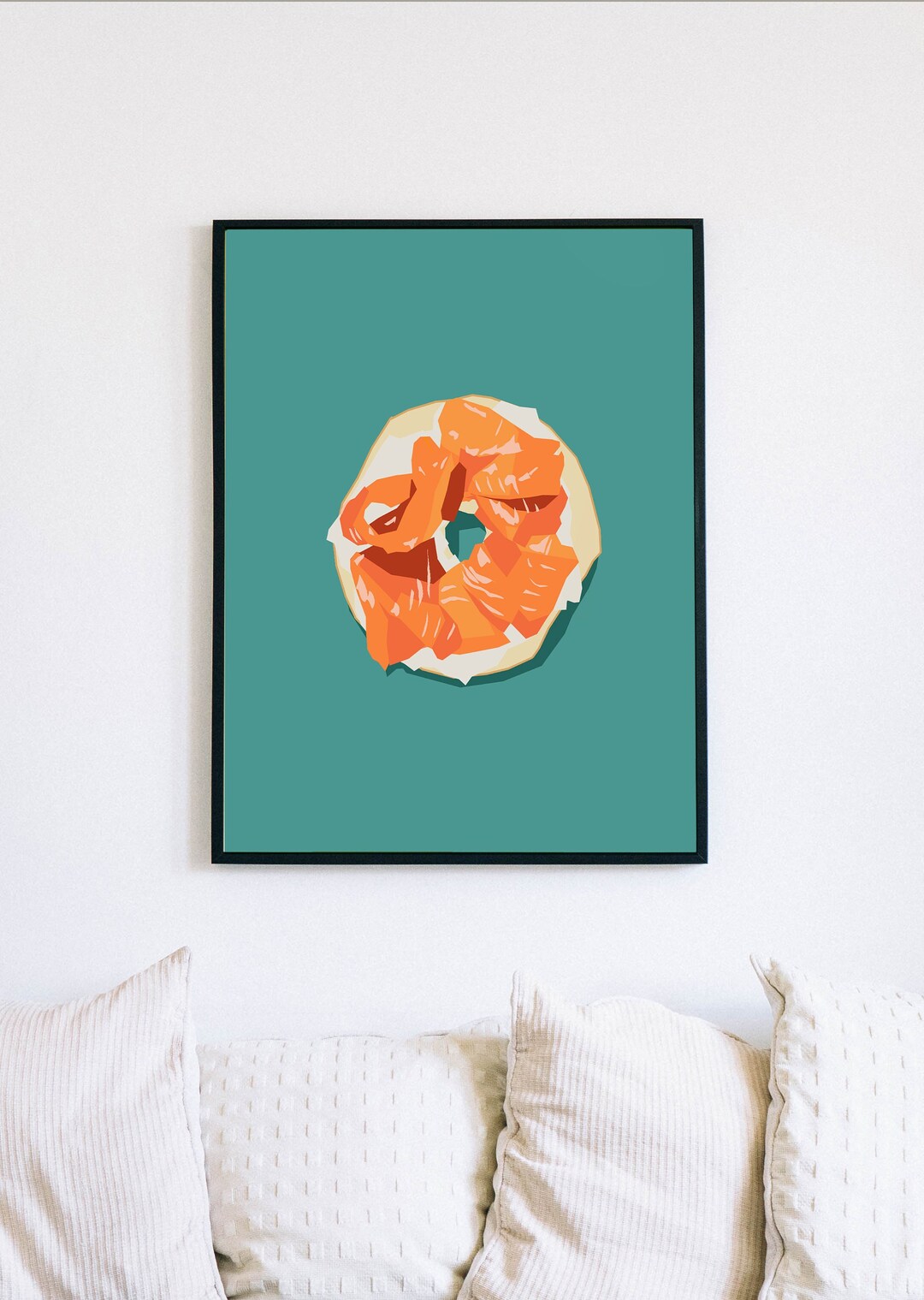 Bagel and Lox Poster Food Art Minimalist Vector Decor Koolkippah Prints ...