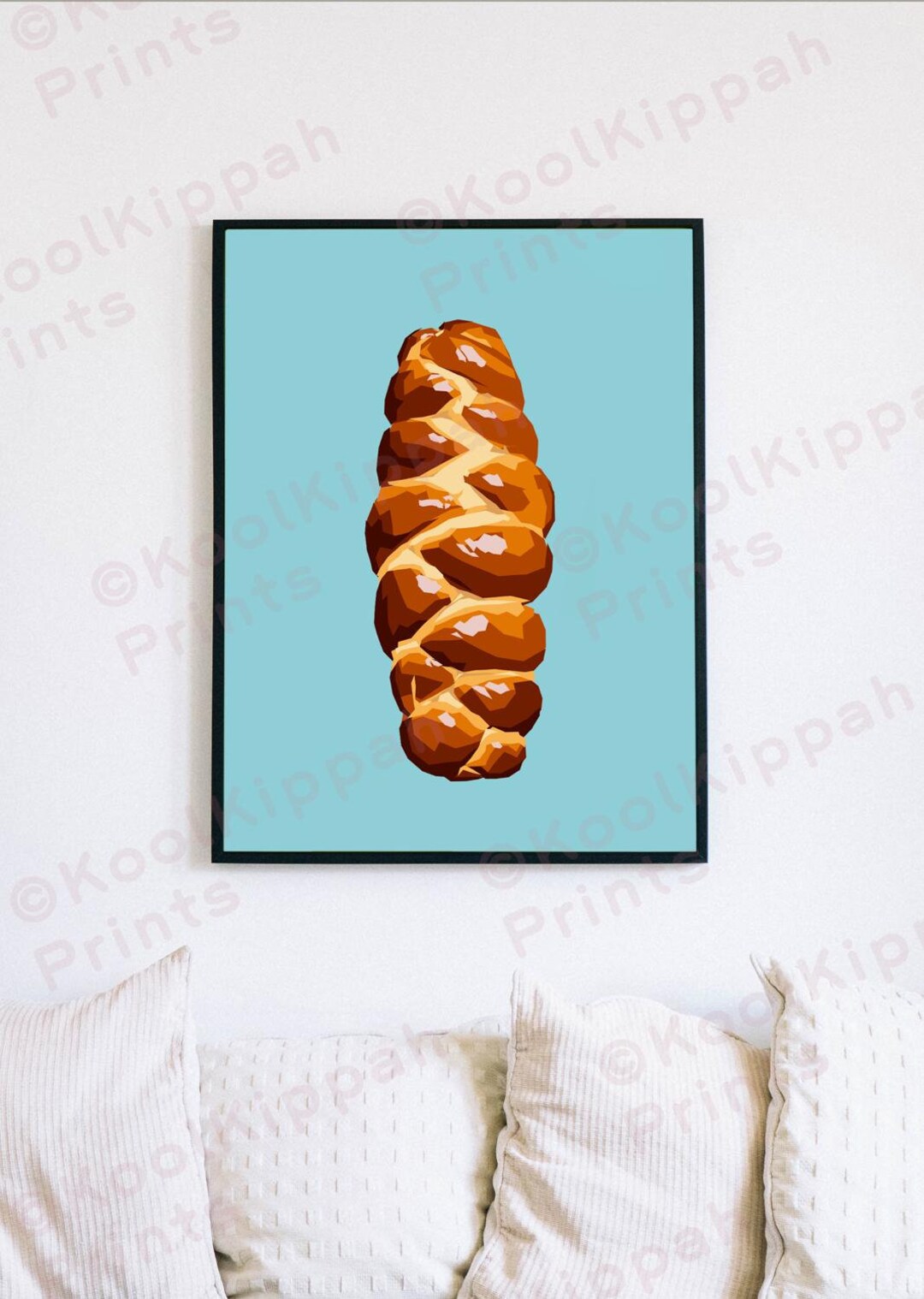 Challah Poster | Food Art | Minimalist Vector Decor | Koolkippah Prints ...