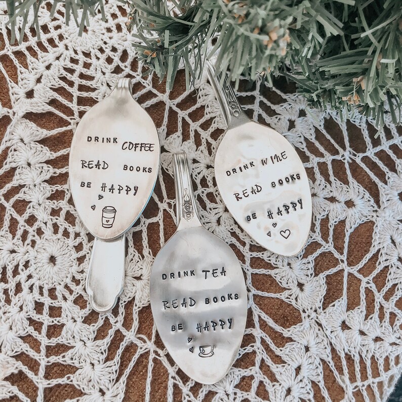 Bookmark Book Club Gift Stamped Spoon Bookmark Teacher Gift Idea Drink ...