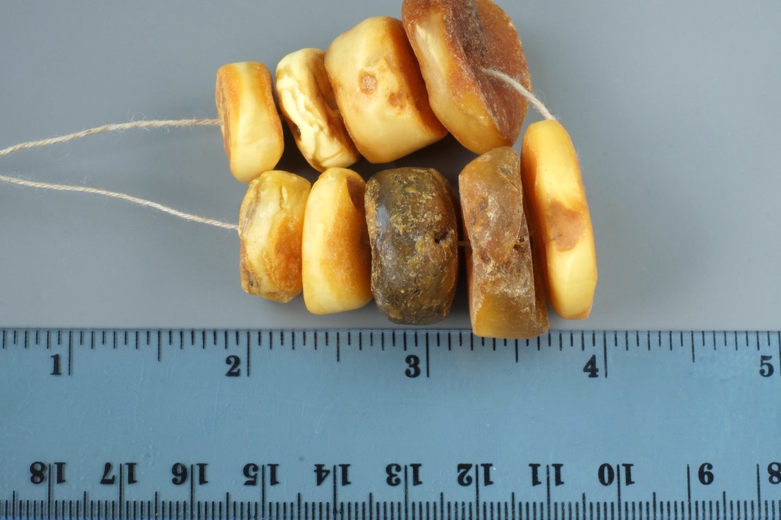 Antique Yellow Gemstone Beads, Natural Stone, Butterscotch Color, 9 ...