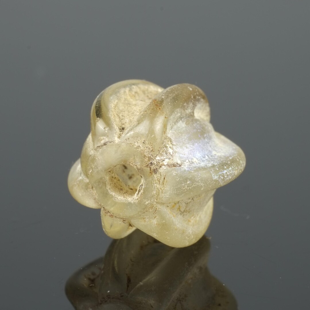 Antique Glass Bead With Rounded Ribs, Ancient Monochrome Glass Bead - Etsy