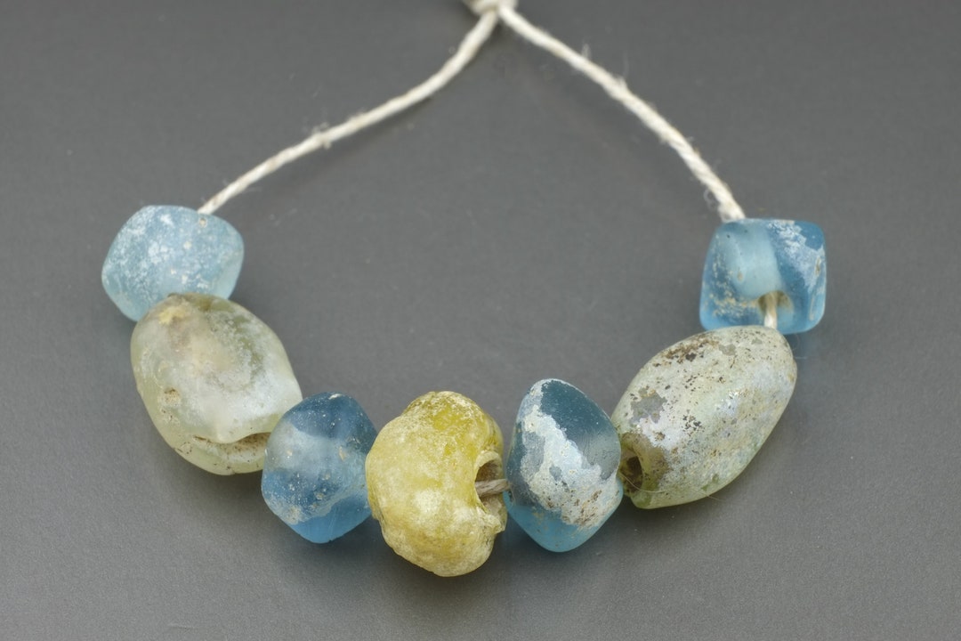 Antique Blue Glass Beads, Ancient Roman Glass Beads - Etsy
