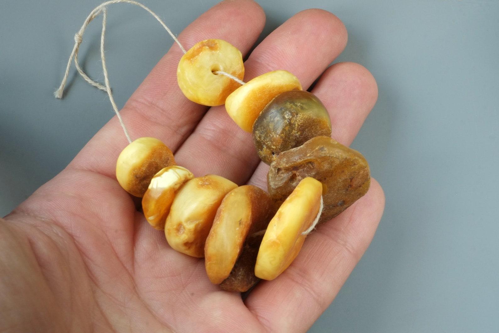 Antique Yellow Gemstone Beads, Natural Stone, Butterscotch Color, 9 ...