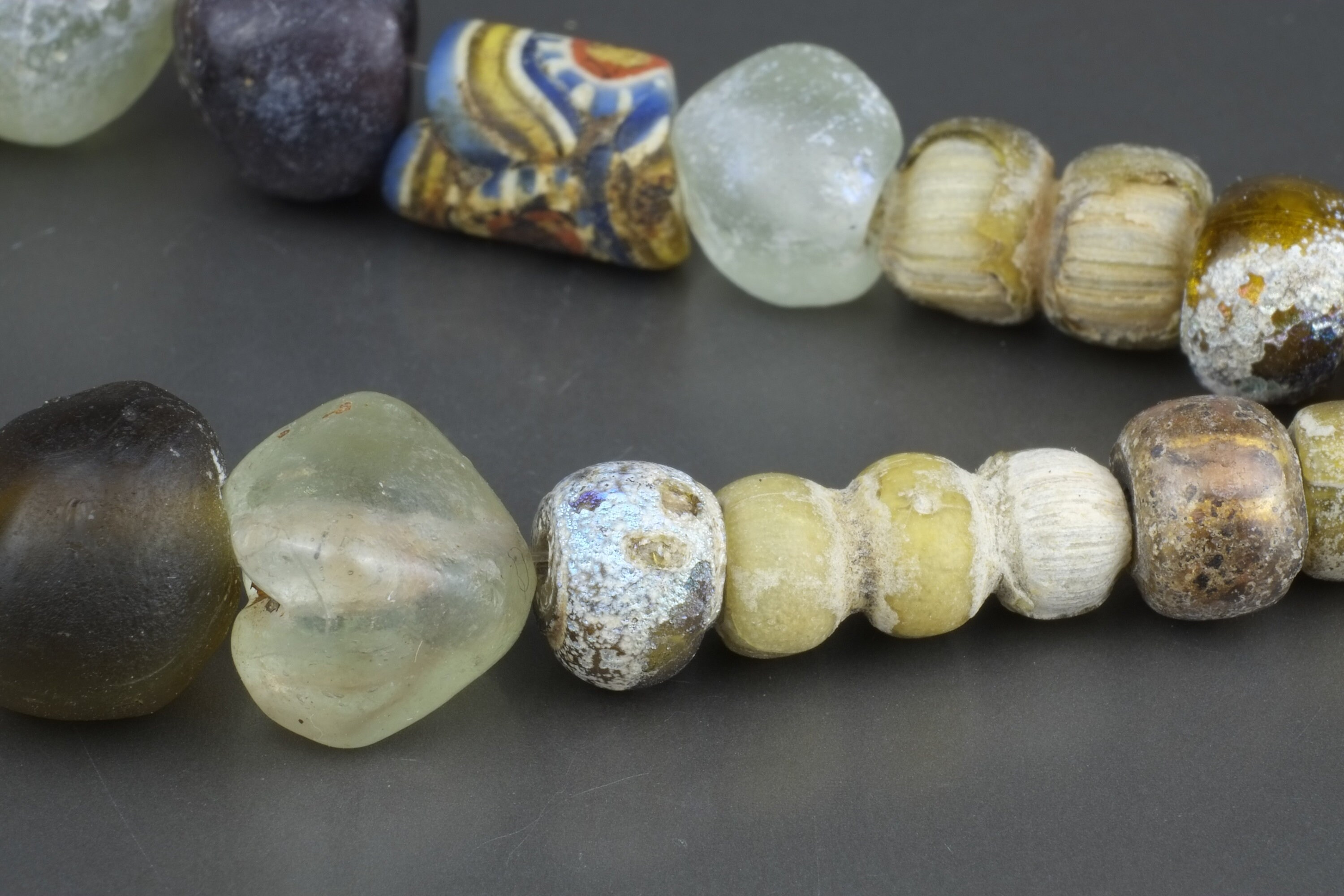 Strand Old Glass Beads Antique Mosaic Beads Eye Beads Gold - Etsy