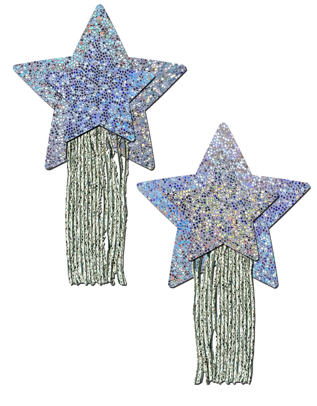 Pasties Star: Tassel Pasties Silver Glitter Star Pastease With Fringe ...