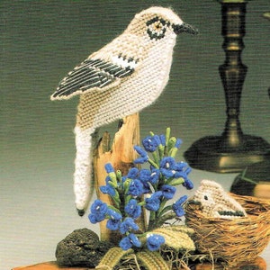 Vintage Plastic Canvas Pattern: Mockingbird Statue With Chick and ...