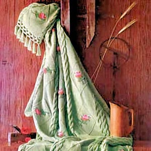 Vintage Knitting & Embroidery Pattern: Heirloom Rosebud Afghan - Etsy