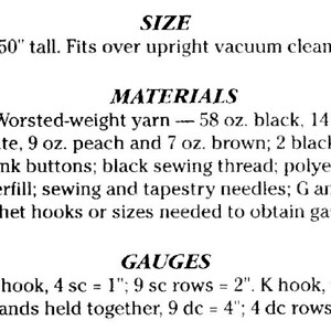 Vintage Crochet Pattern: Novelty Maid Vacuum Cleaner Cover 50" Tall ...