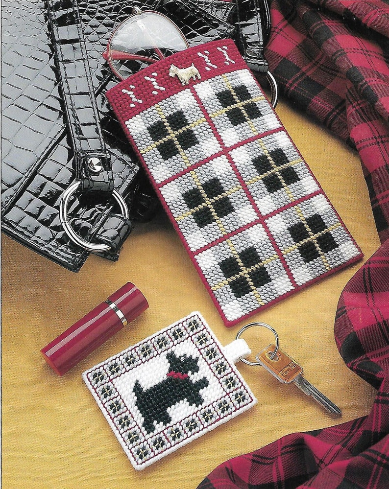 Vintage Plastic Canvas Pattern: Scottie Dog Eyeglass Case (eyeglasses ...