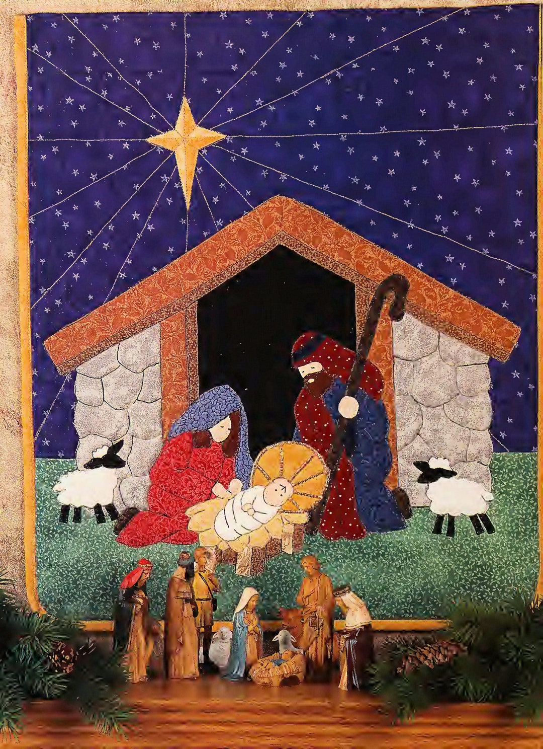 Vintage Quilting Pattern: Christmas Nativity Scene Wall Quilt (17x19 ...