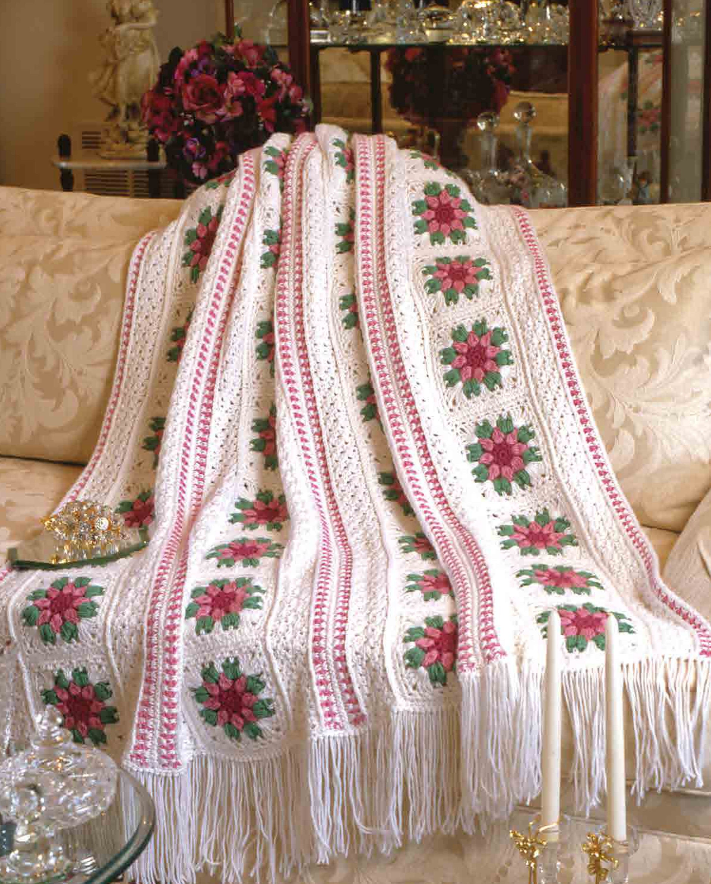 Vintage Crochet Pattern: Heirloom Victorian Floral Panel Afghan (52"x ...