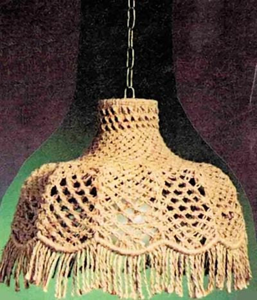 Vintage Macrame Pattern : Victorian Jute Lamp Shade (18" X 11.5") - Etsy