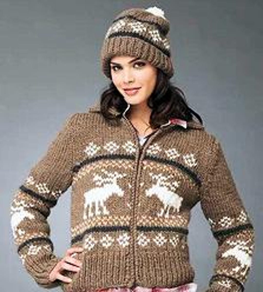 Vintage Knitting Pattern: Northern Reindeer Elk Moose Jacket Sweater ...