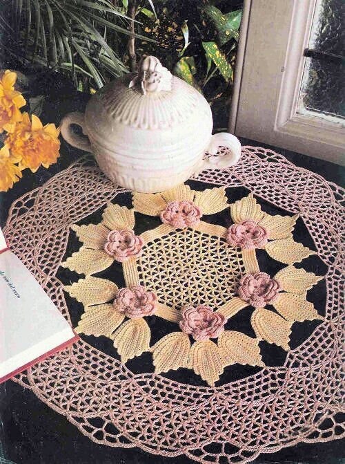 Vintage Crochet Pattern: Heirloom Victorian Irish Rose Centerpiece ...