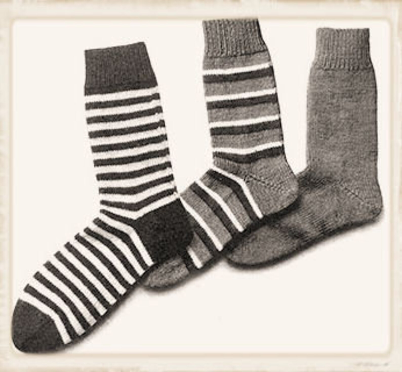 Vintage Knitting Pattern : Men's Striped Socks - Etsy Norway