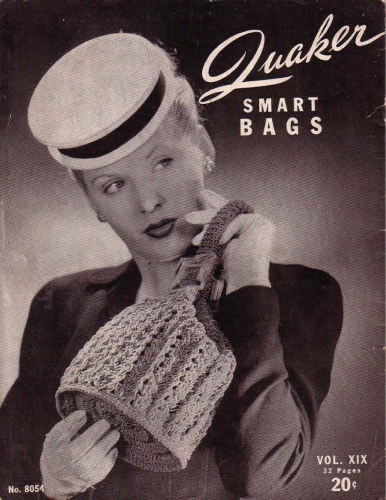 Vintage Crochet Pattern Book: Quaker Smart Bags, Handbag Patterns From ...