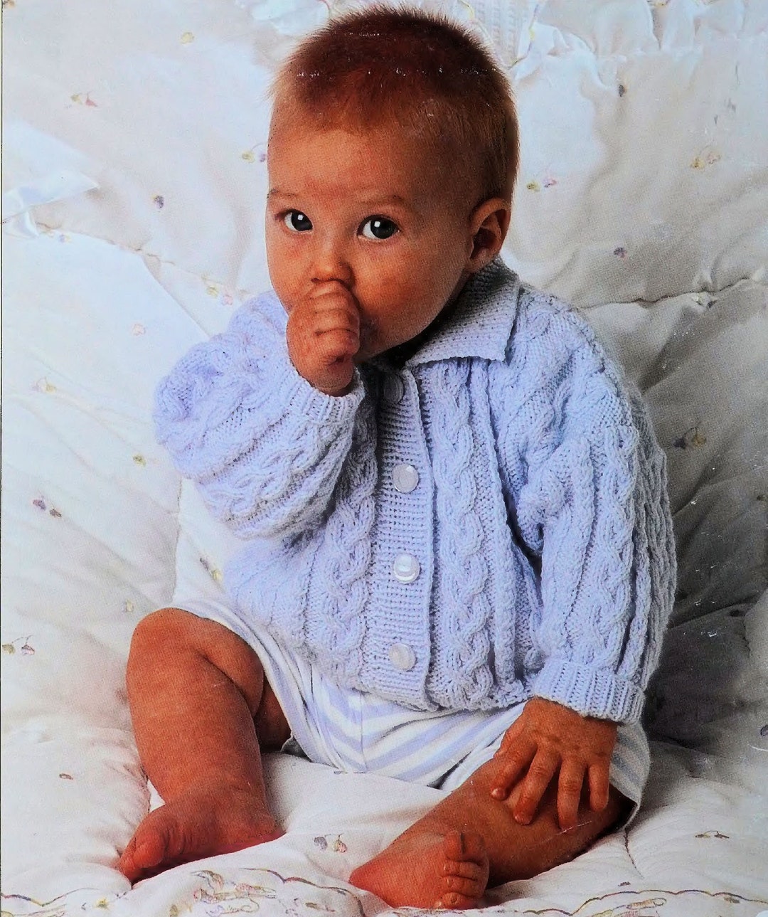 Vintage Knitting Pattern: Baby Cable Knit Jacket, Sweater, and Pants ...